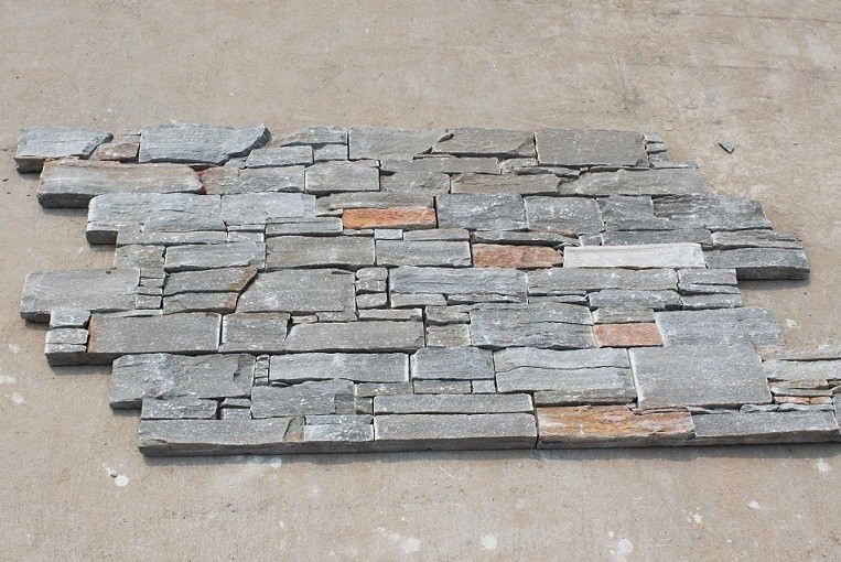 Grey Slate Cemented Culture Stone, Thick Grey Slate Ledgestone, Natural ...